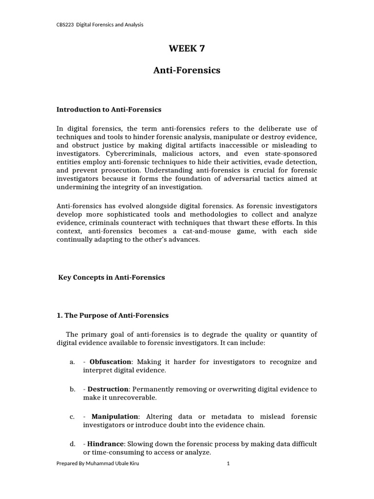 Week 8 - Anti-Forensics | PDF | Computer File | Encryption