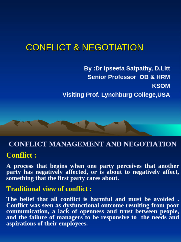 Conflict Management and Negotiation Guide | PDF | Negotiation | Mediation