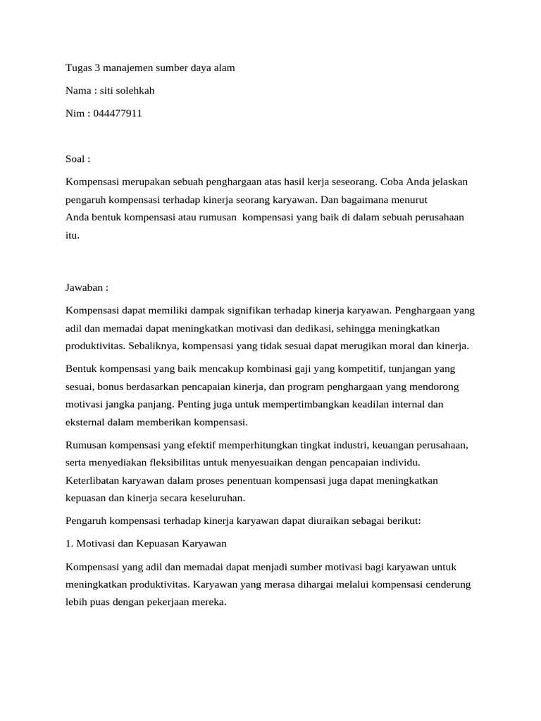 Tugas 3 Manajemen Sumber Daya Alam | PDF