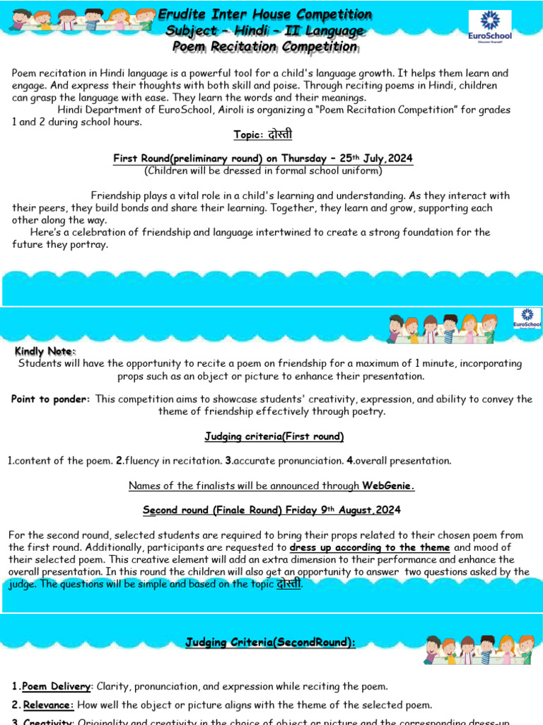 Hindi - 2nd Language - Erudite Interhouse Competition - Circular (2024-25) - 1549460972651941889 ...