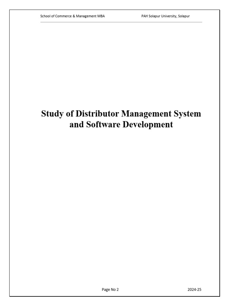 Study of Distributor Management System and Software Development | PDF ...