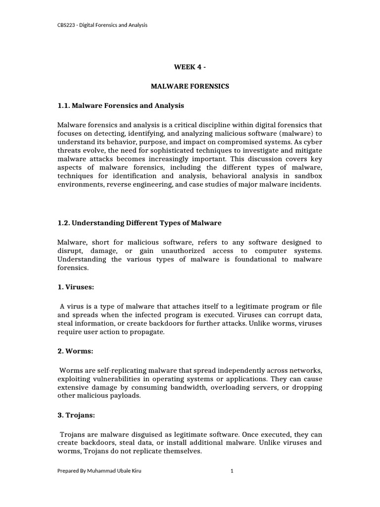 Week 4 - Malware Forensics | PDF | Malware | Computer Virus