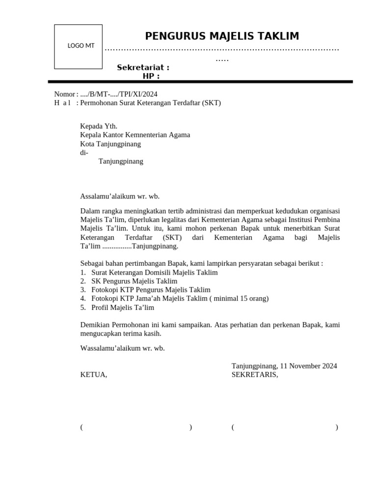 Permohonan SKT | PDF