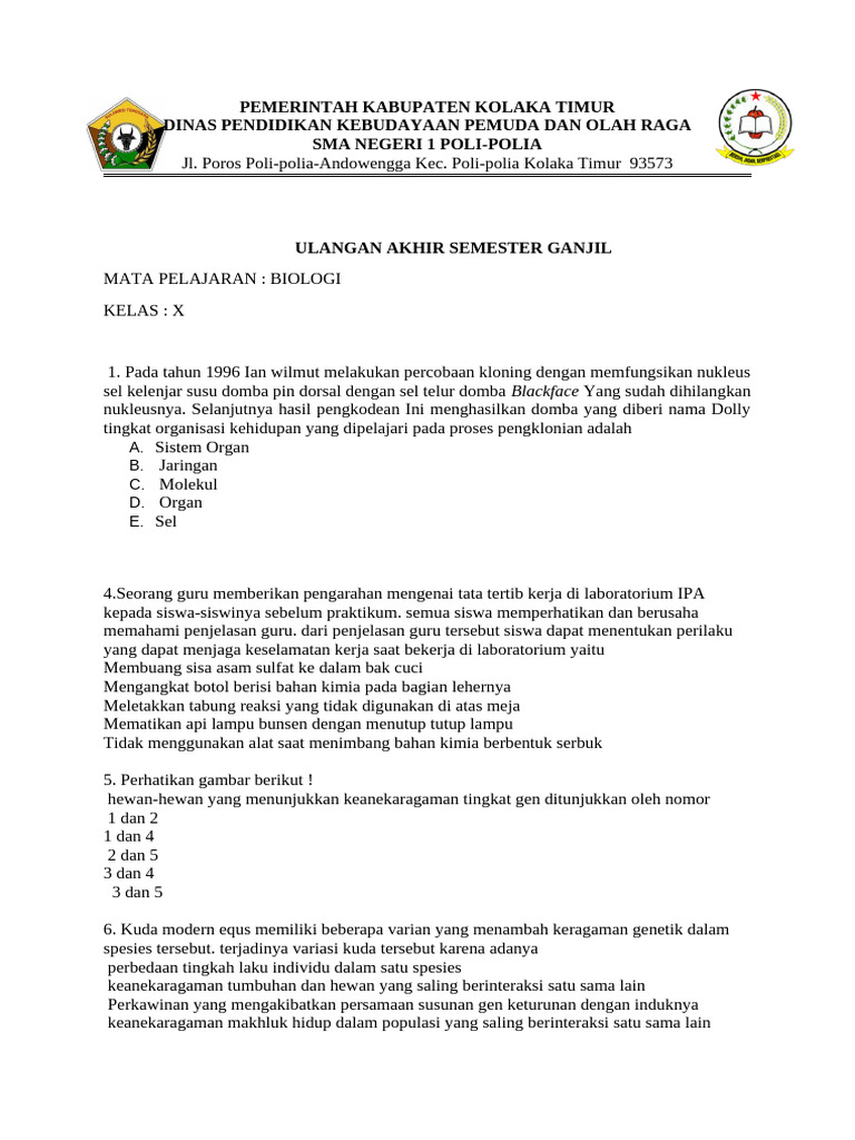 Soal Uas Ganjil X | PDF