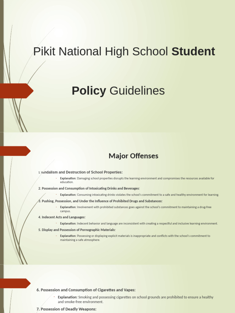 Pikit High School Student Offenses Policy | PDF | Assault