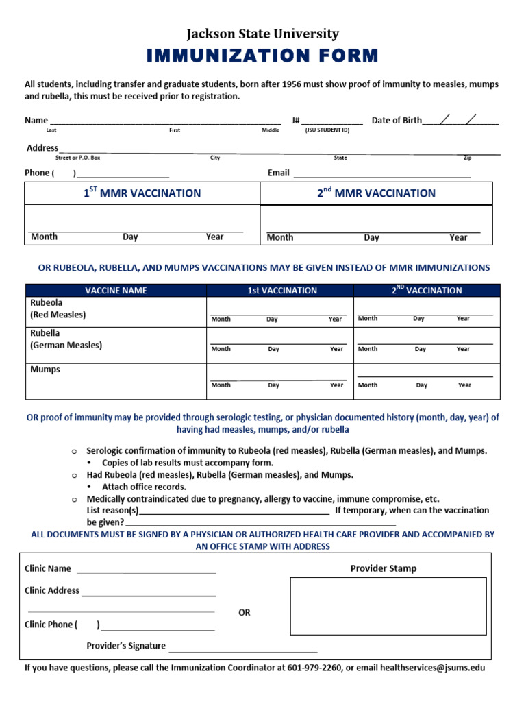 Immunization Documentation Form | PDF | Measles | Microbiology
