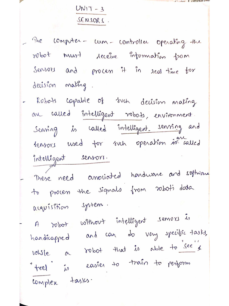 Robotics Unit 3 Sensors | PDF