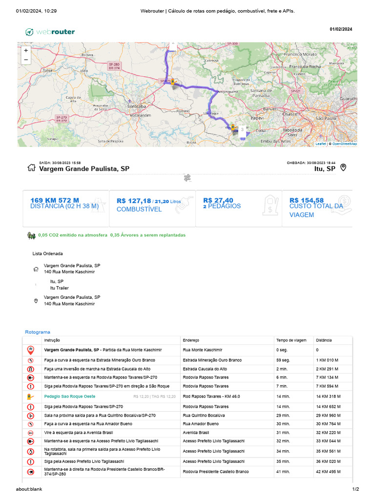 Webrouter _ Cálculo de rotas com pedágio, combustível, frete e APIs_ | PDF | Estrada ...