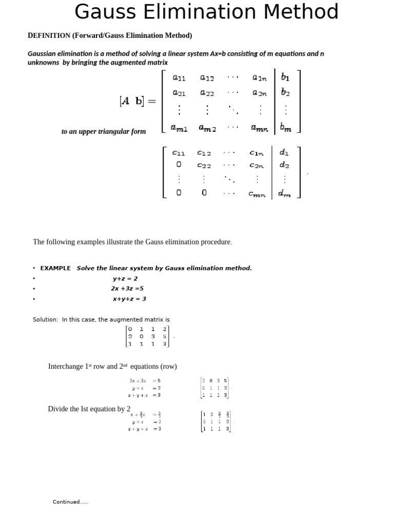 Gauss Elimination Method | PDF