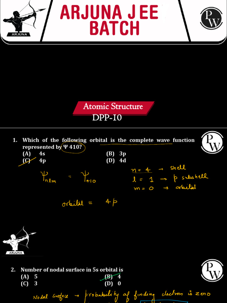 Atomic Structure Dpp 10 Solution Notes Pdf