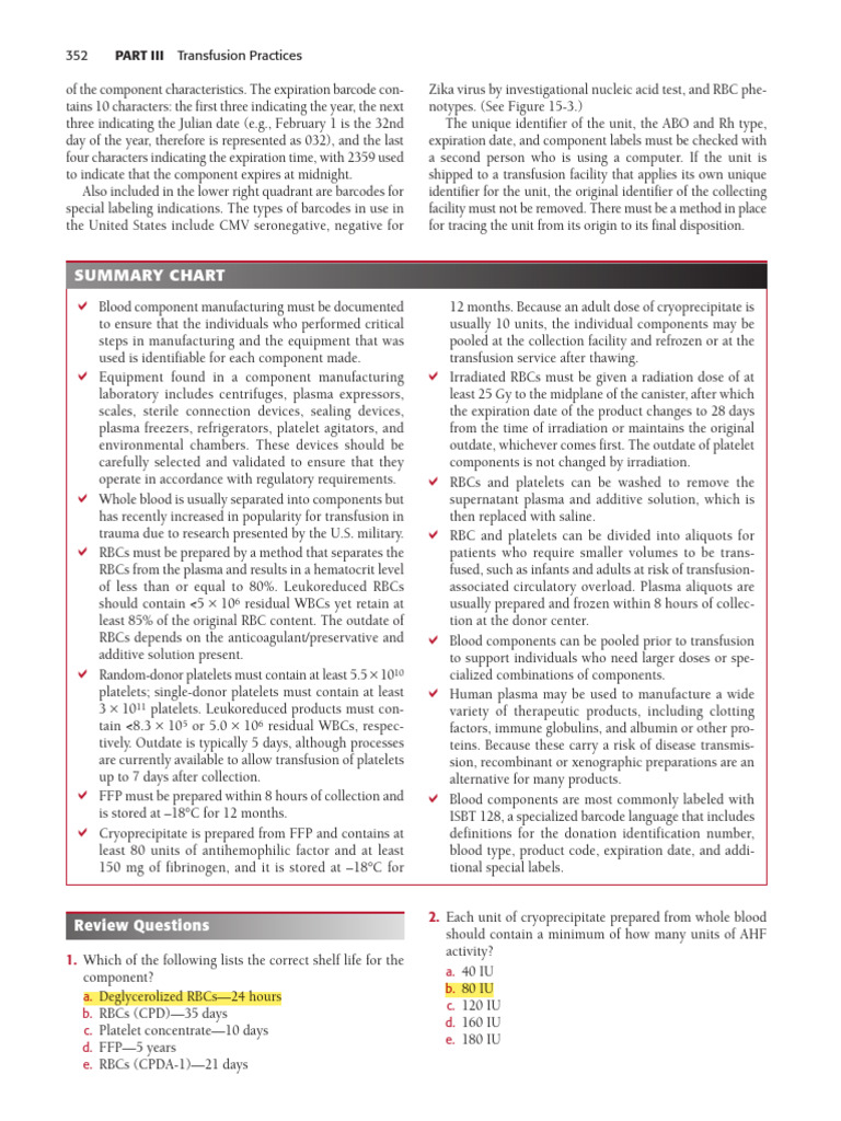 Component Preparation SQ | PDF | Blood Transfusion | Platelet