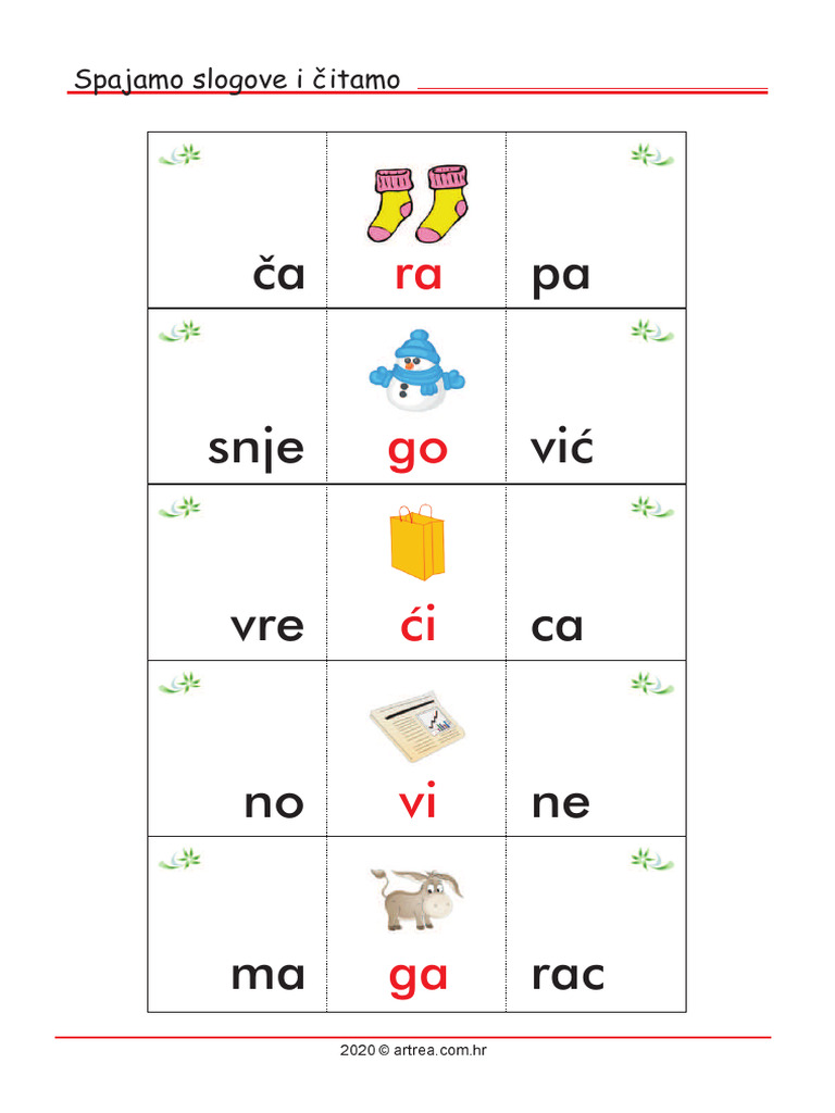 PocetnoCitanje Slogovi 8 | PDF