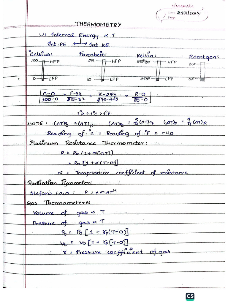 Thermometry, Thermal Expansions, Calorimetry, Thermodynamics, KTG, Heat Transmission-1 | PDF
