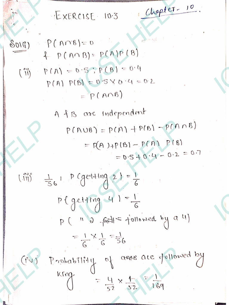 ML Chapter 10.3 Class 12 Probability | PDF