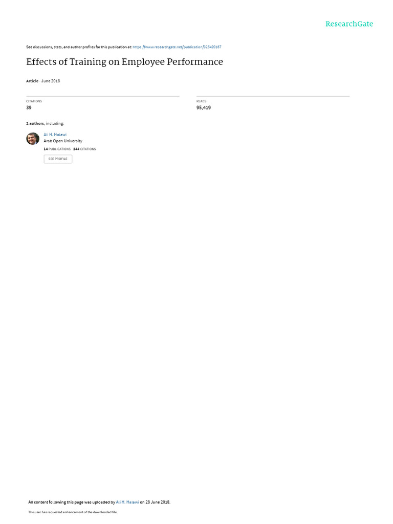 A Case Study On Effects of Training On Employee Performance | PDF ...