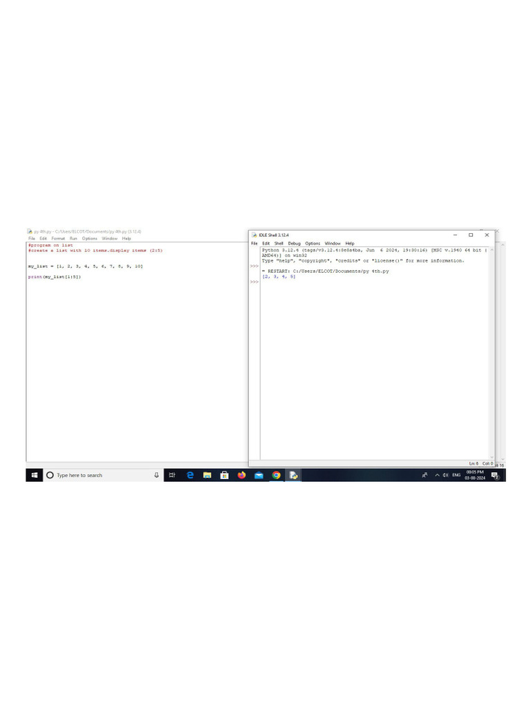 Program On List Practice Sheet Pdf