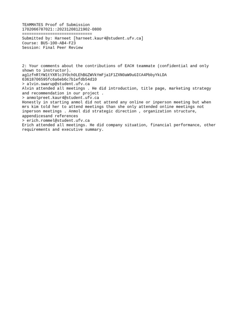 TEAMMATES Proof of Submission - 1702066787021 | PDF