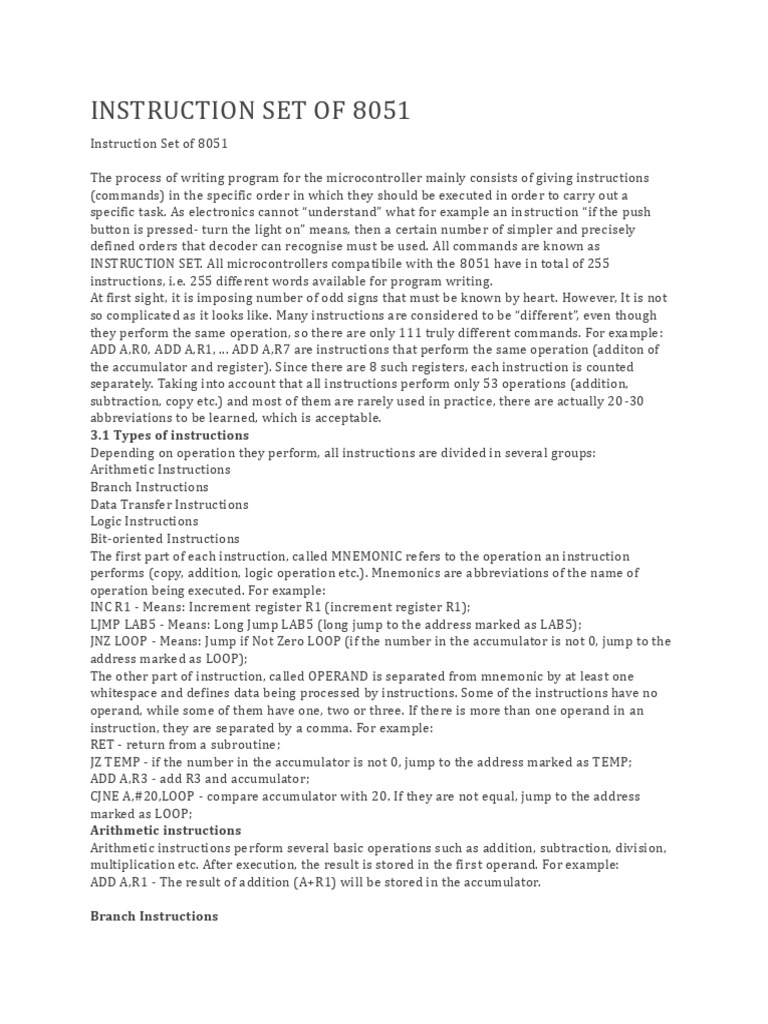 8051 notes 2 - instruction set | PDF | Computer Hardware | Office Equipment