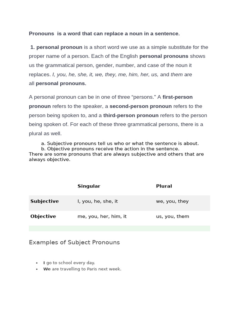 pronouns 1 | PDF | Pronoun | Grammatical Number