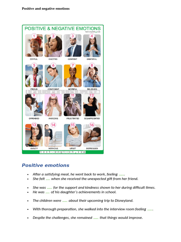 Positive and Negative Emotions | PDF | Feeling | Psychology