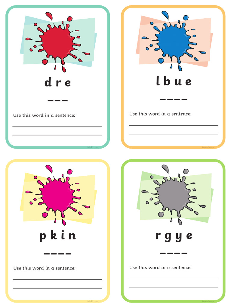 Color Word Scramble Activities | PDF