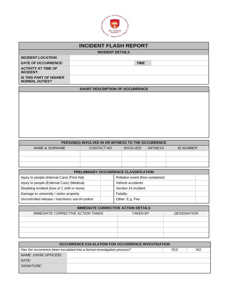 Incident Flash Report Template | PDF
