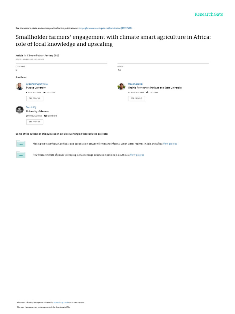 Smallholder Farmers' Engagement With Climate Smart Agriculture in ...