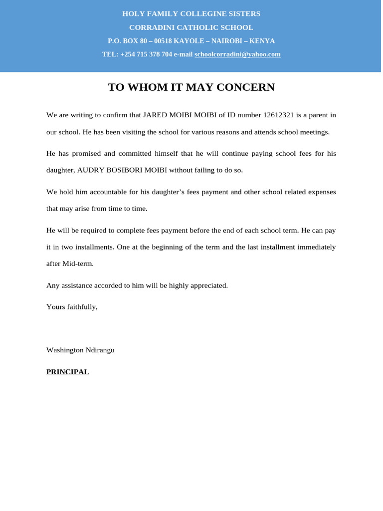 Parent Commitment Confirmation Letter | PDF