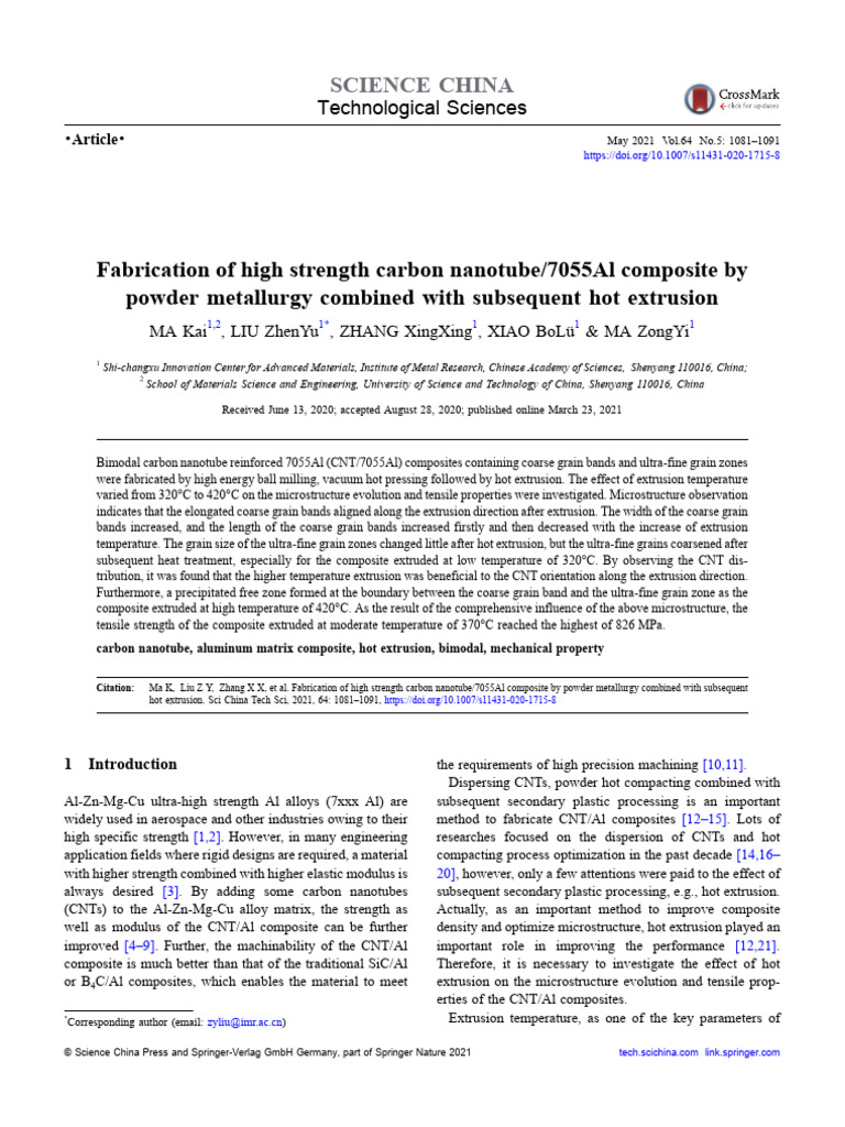 Powder Metallurgy Combined With Subsequent Hot Extrusion 2021 | PDF ...
