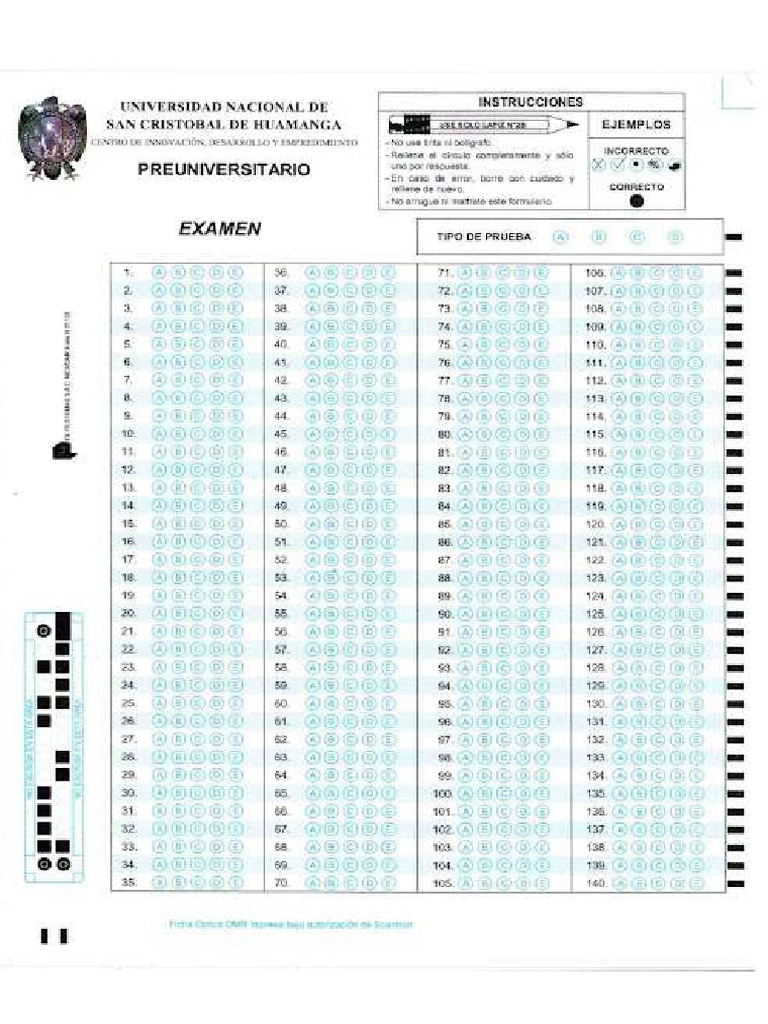 ficha optica de respuestas | PDF