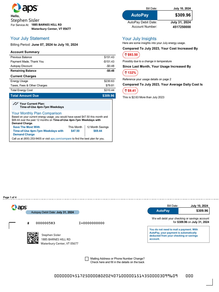 APS Statements july | PDF | Fee | Taxes