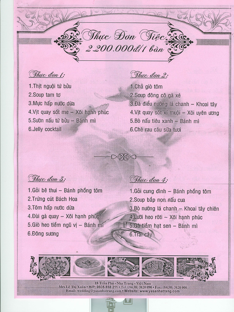 THỰC ĐƠN TIỆC CƯỚI KS YASAKA SAIGON | PDF