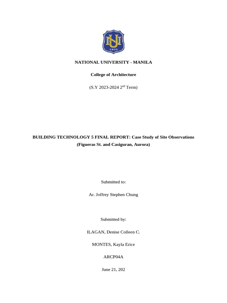 FINAL CASE STUDY REPORT_ILAGAN&MONTES 1 | PDF | Concrete | Building ...
