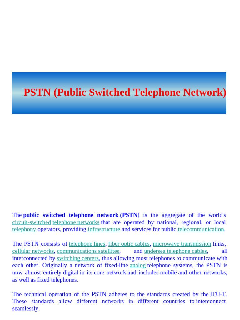 PSTN Final | PDF | Public Switched Telephone Network | Telephony