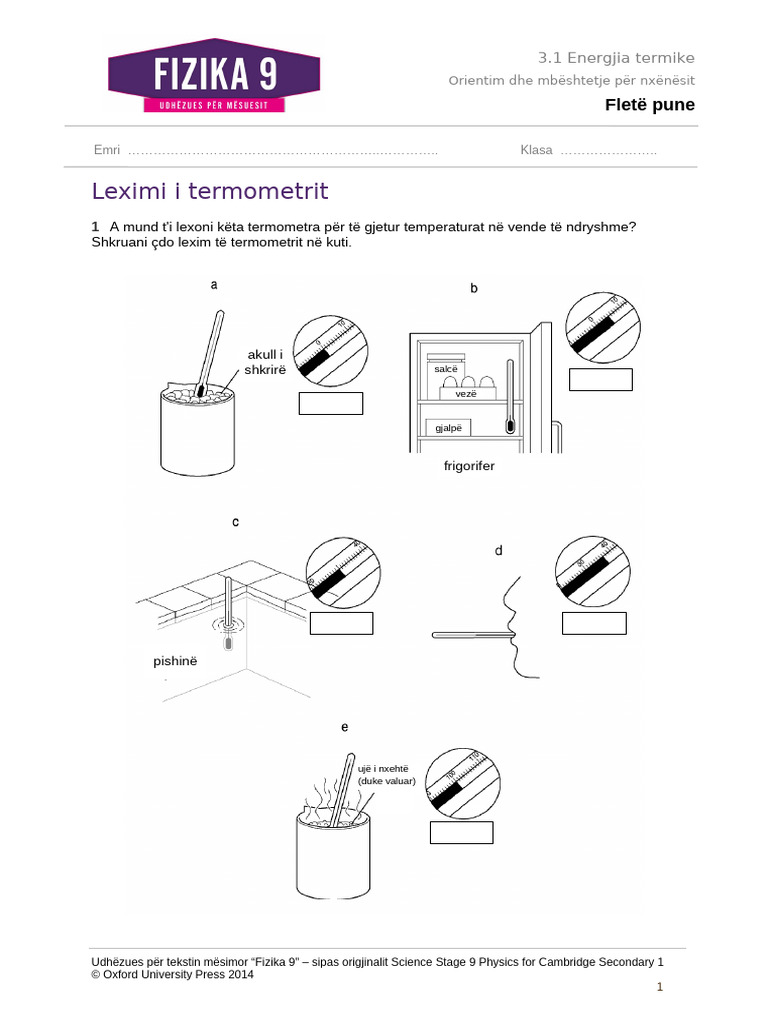 17 Energjia Termike: Leximi I Termometrit: Flete Pune | PDF