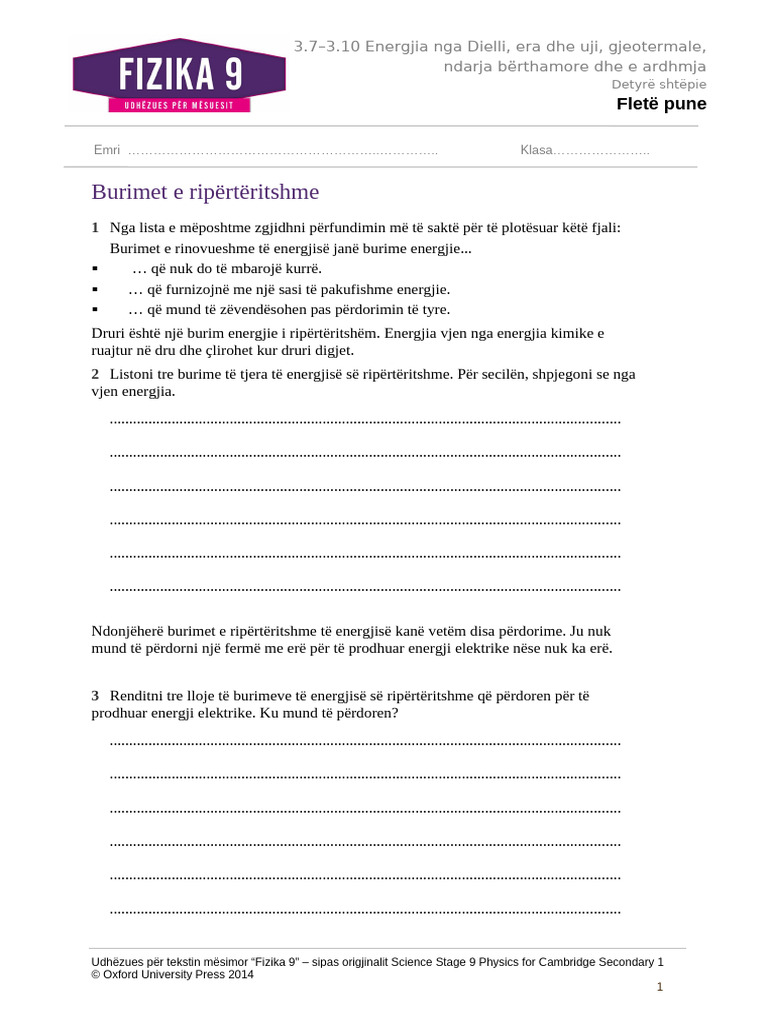 30 Flete Pune: Detyre Shtepie: Burimet e Riperteritshme | PDF