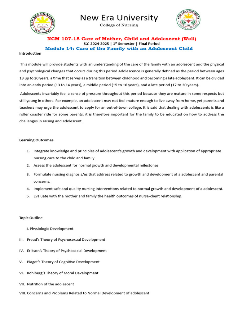 Adolescent Family Care Module Overview | PDF | Adolescence | Puberty
