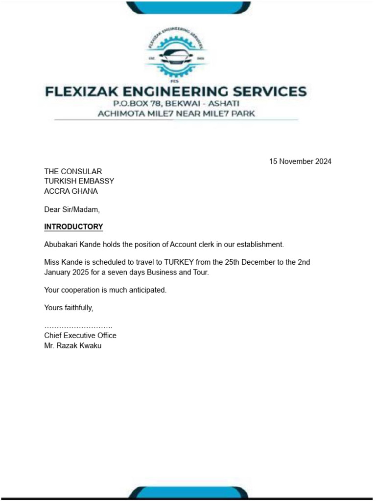 Introductory Letter - Abubakar Kande | PDF