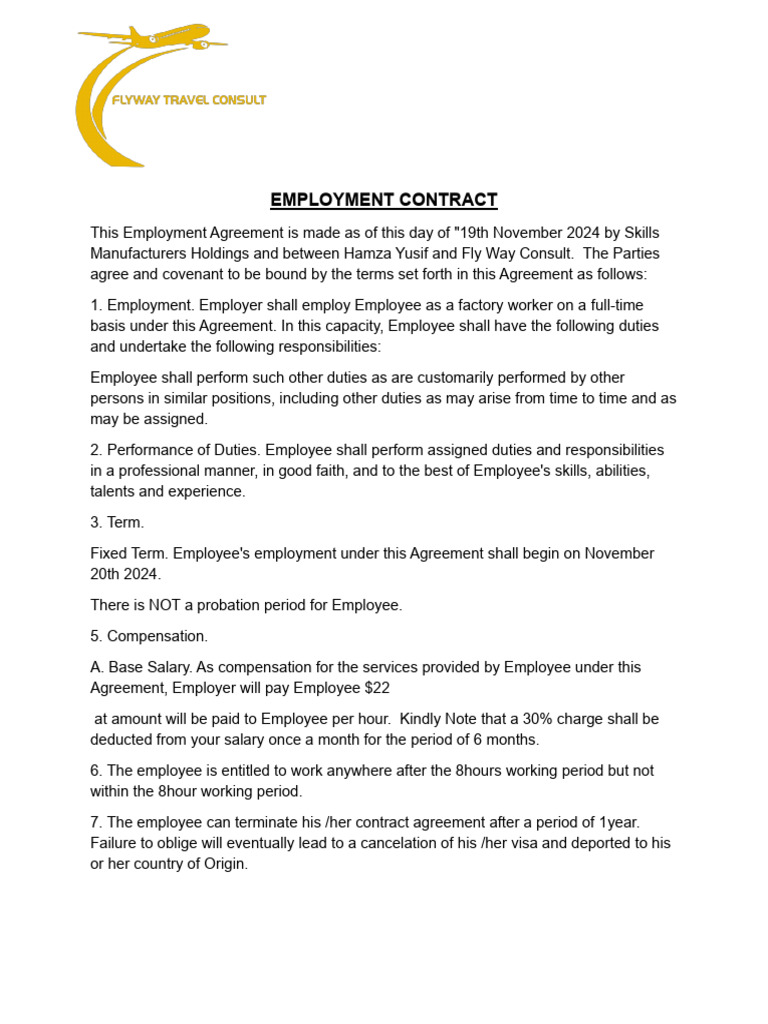 EMPLOYMENT CONTRACT 88 correction | PDF