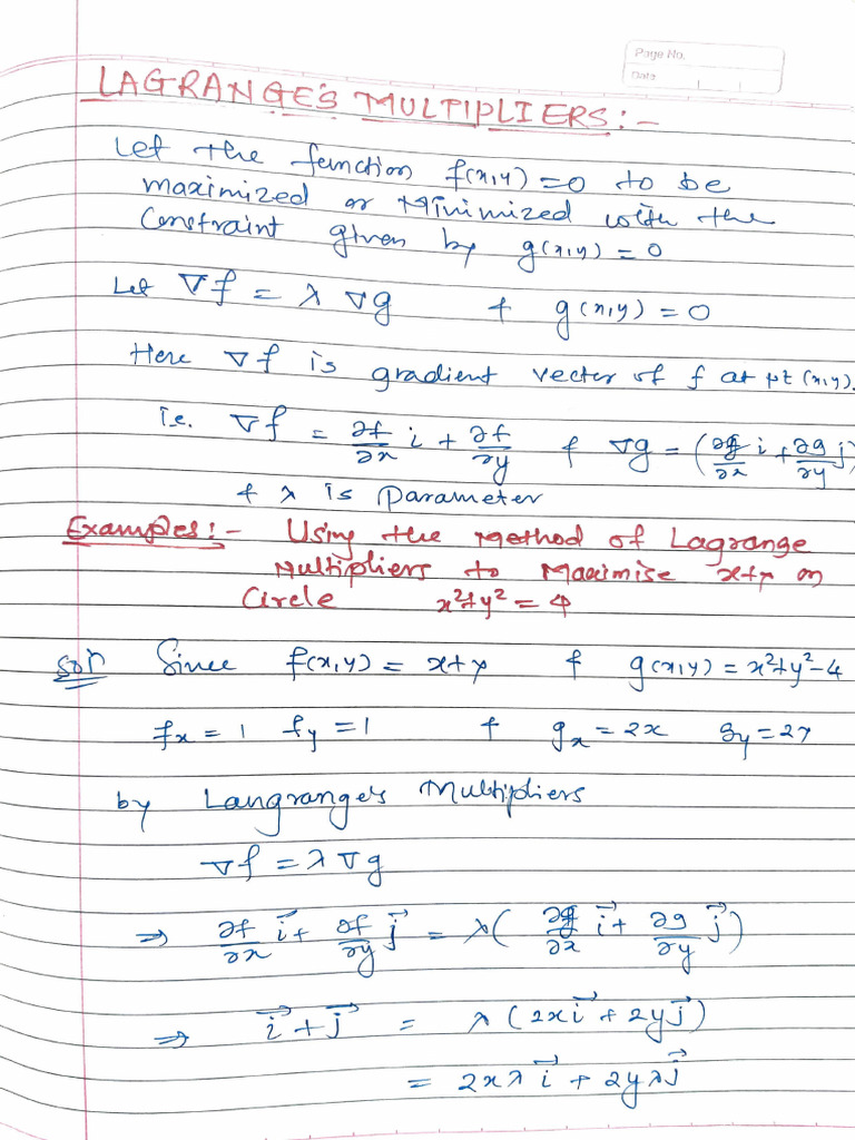 Lagrange Multipliers Explained | PDF