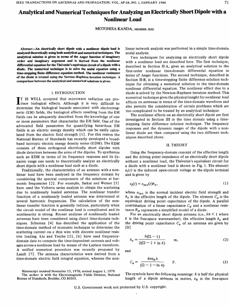 Analytical and Numerical Techniques For Analyzing An Electrically Short ...