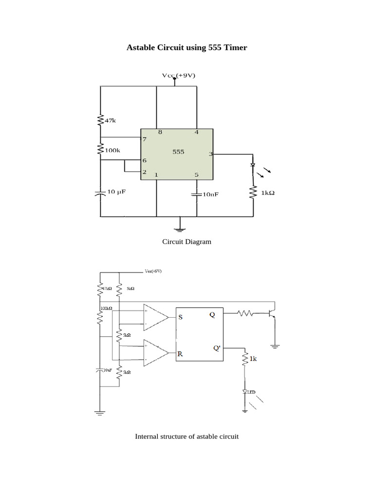 Astable Circuit Using 555 Timer | PDF