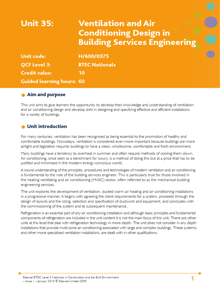 Unit 35 Ventilation and Air Conditioning Design in Building Services Engineering | PDF | Duct ...
