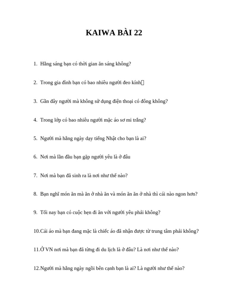 KAIWA BÀI 22 | PDF