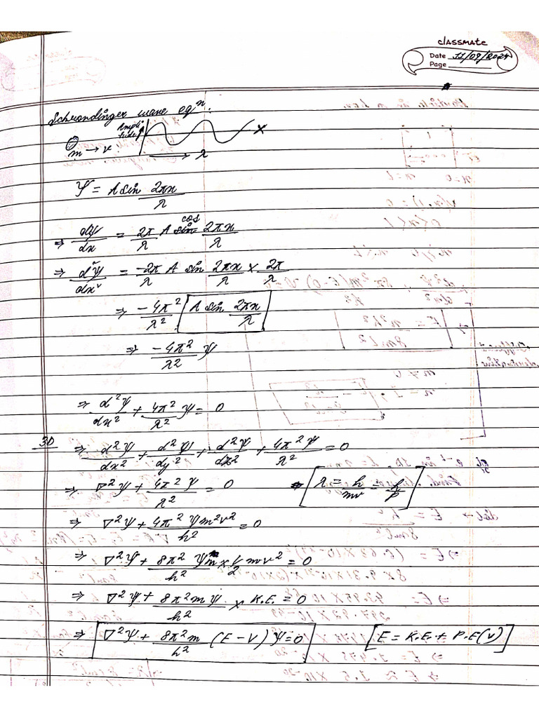 Schrödinger Wave Equation Derivation | PDF