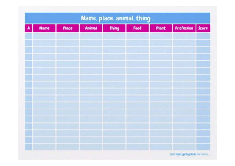 Game Letter Thing Animal Place | PDF