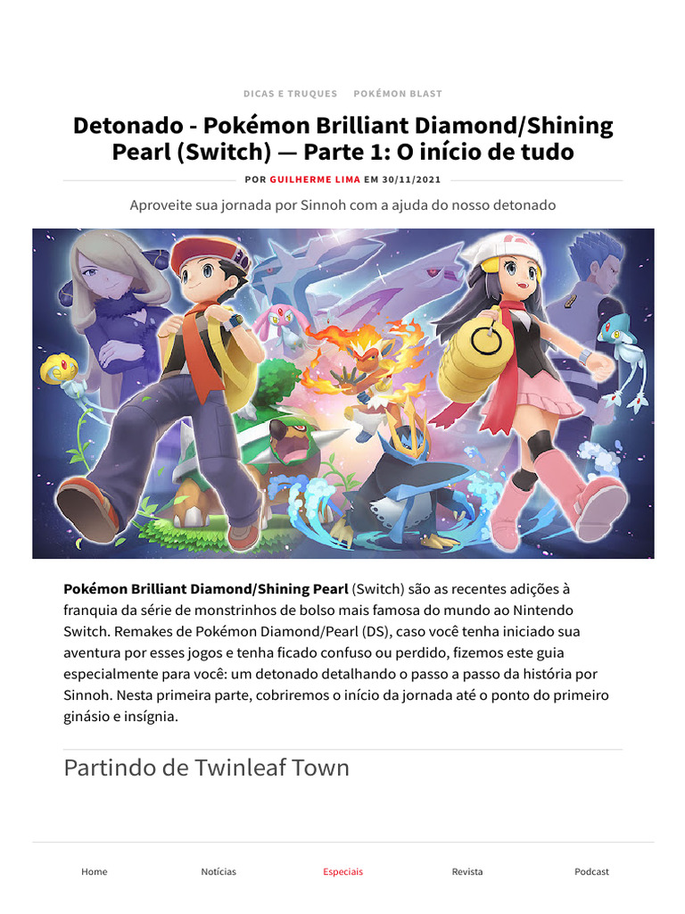 Detonado 01 - Pokémon Brilliant Diamond (Switch) - Pa | PDF | Pokémon | Videogames