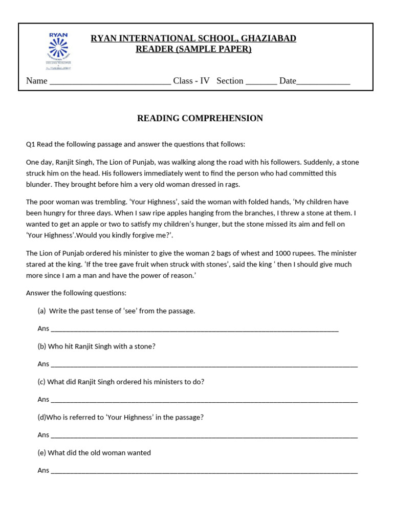 CLS 4 T2 SAMPLE PAPER 1 | PDF