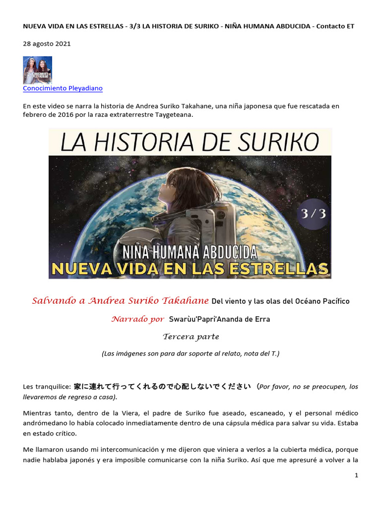 Historia de Suriko: Niña Abducida ET | PDF | Color