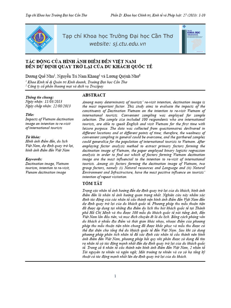 Tac Dong Cua Ha Đ Den Du Dinh Quay Lai - DH Can Tho | PDF